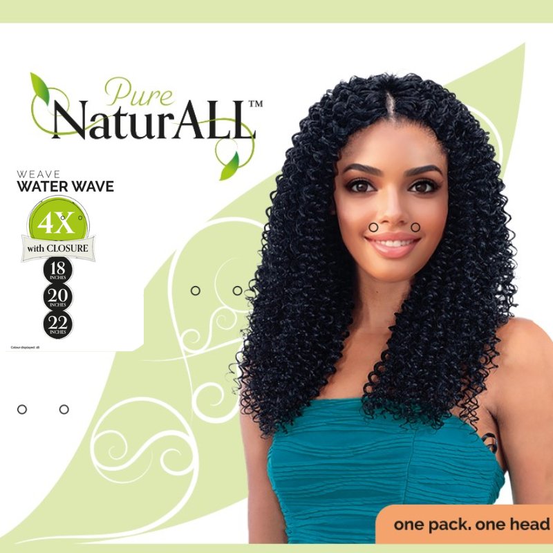 NaturALL - Water Wave 4 Pcs Weave On Hair Extensions Bundle 18"/20"/22 ...